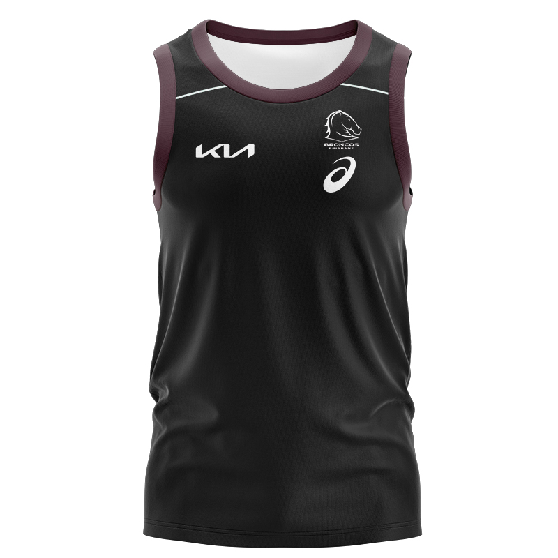 NRL Brisbane Broncos 2025 Black Team Singlet - RUGBYSKY