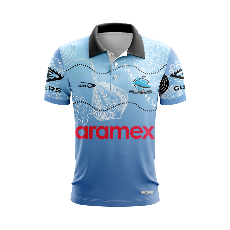 NRL Cronulla-Sutherland Sharks 2024 Indigenous Training Polo Shirt ...