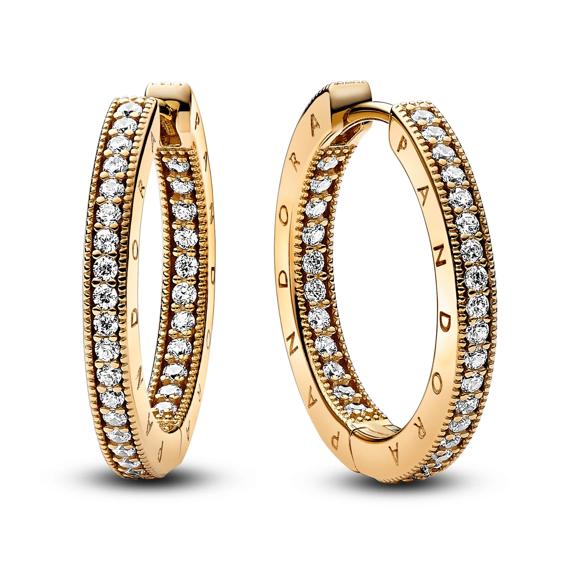 Pandora Signature Logo & Pavé Hoop Earrings