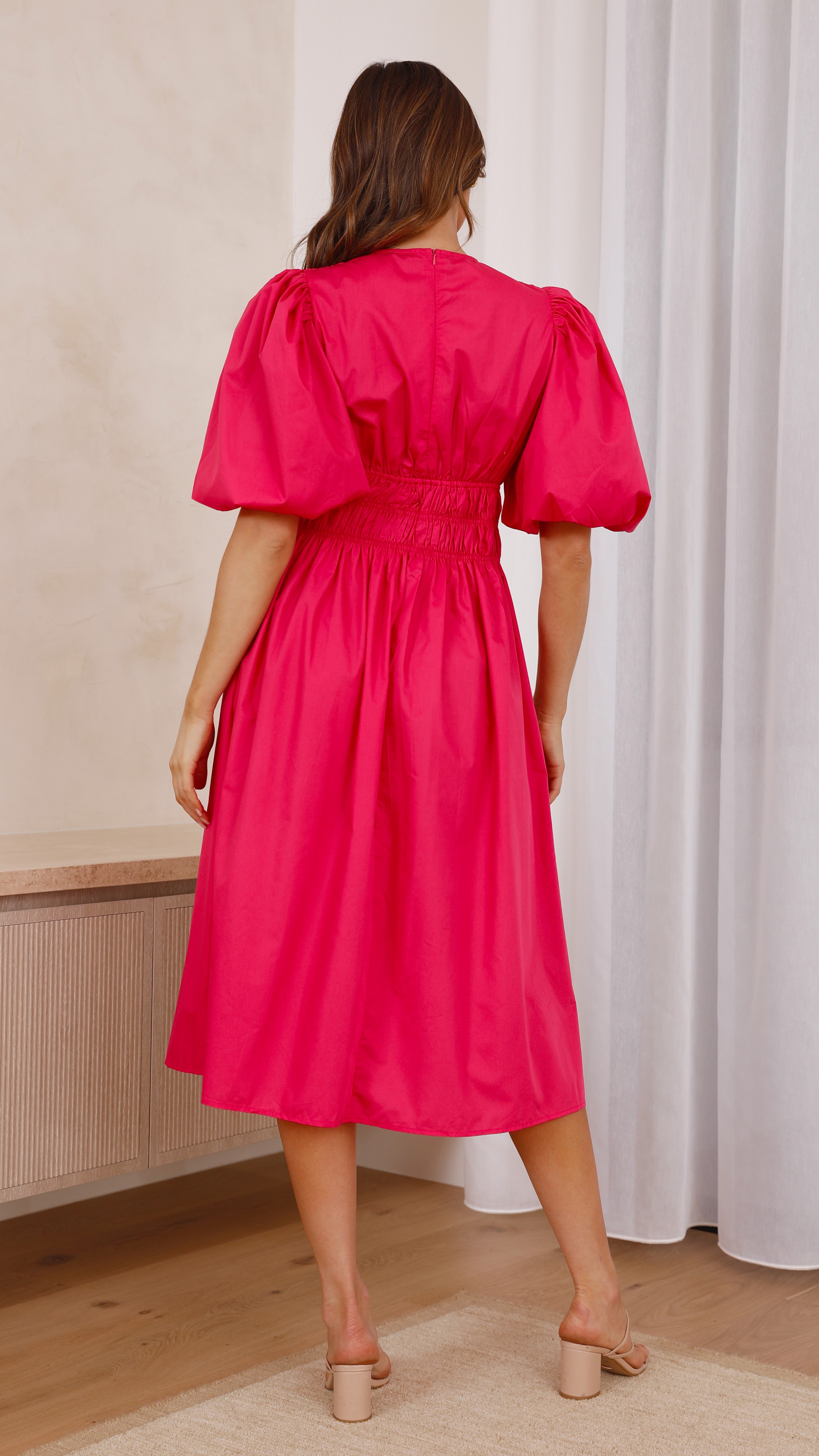 Jaymie Midi Dress Hot Pink Lelonys