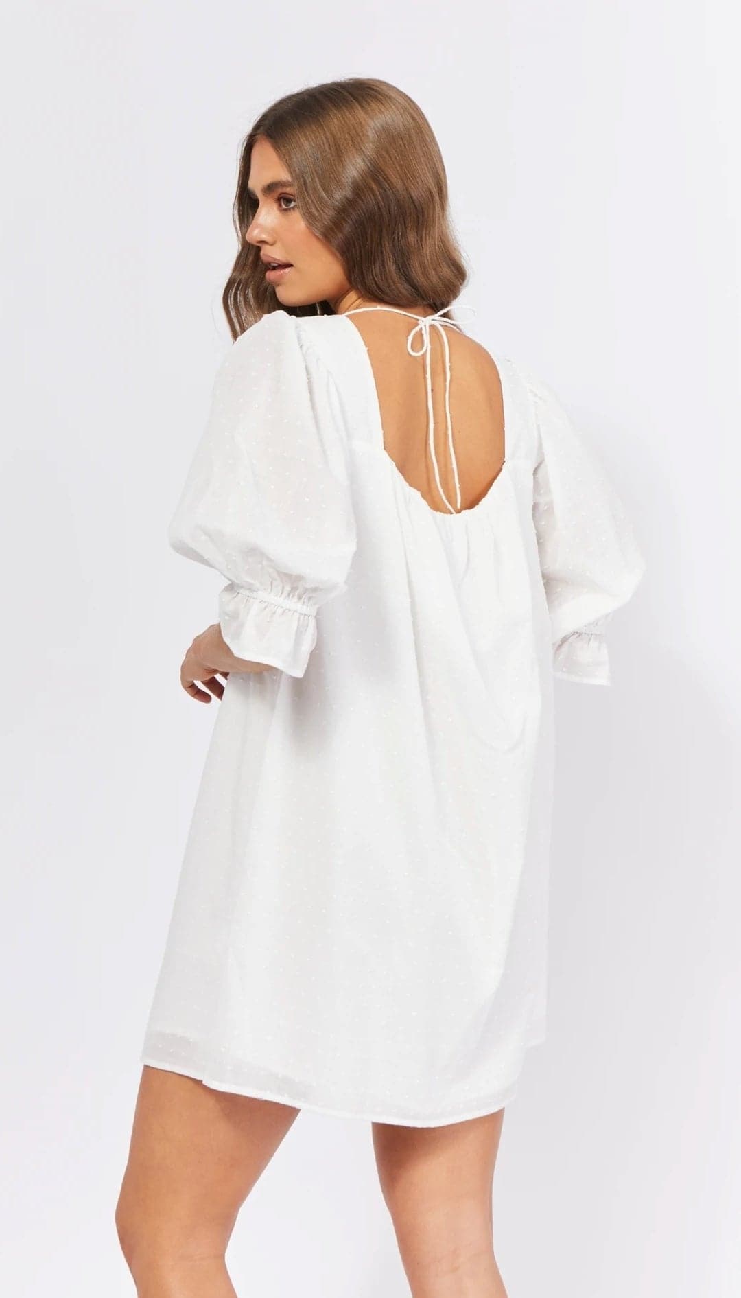 Leona Mini Dress White Spot Lelonys
