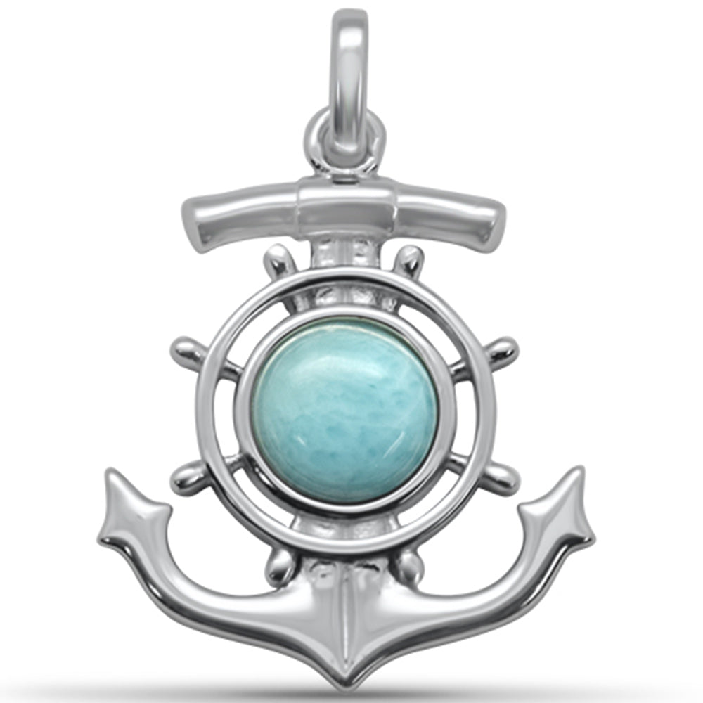 Discover Tranquility with our Round Larimar Anchor Pendant - preciousadore